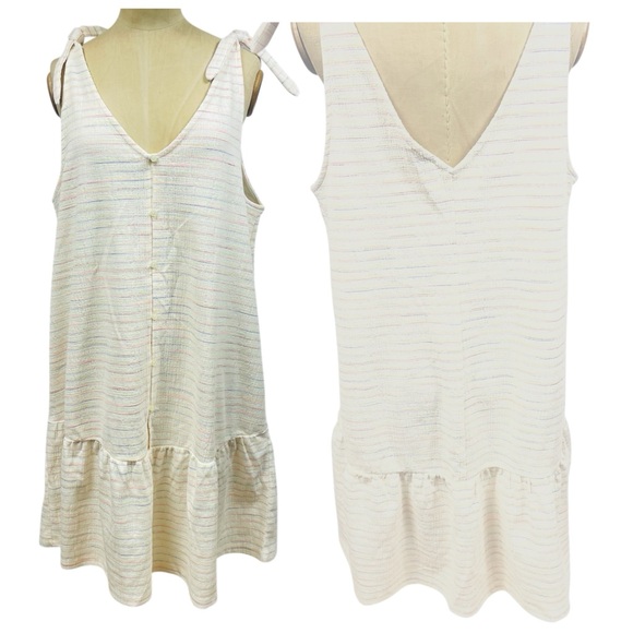 LOFT | Dresses | Nwt Loft Dress Ivory Large Rainbow Stripe Summer ...